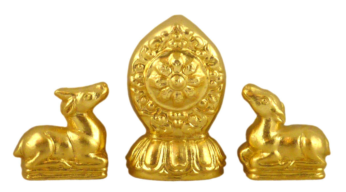 23.5K Gold Gilded Wheel and Deer Tsa Tsa Set – Dharma Treasures